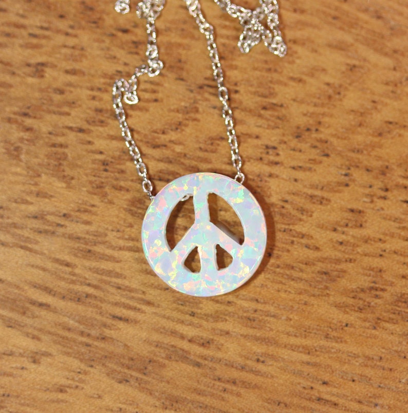 Opal Peace Necklace Peace Sign Jewelry Peace Symbol Fire - Etsy