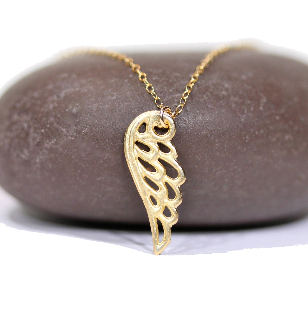 Guardian Angel Wing Necklace, 14k Gold Filled Chain - Etsy