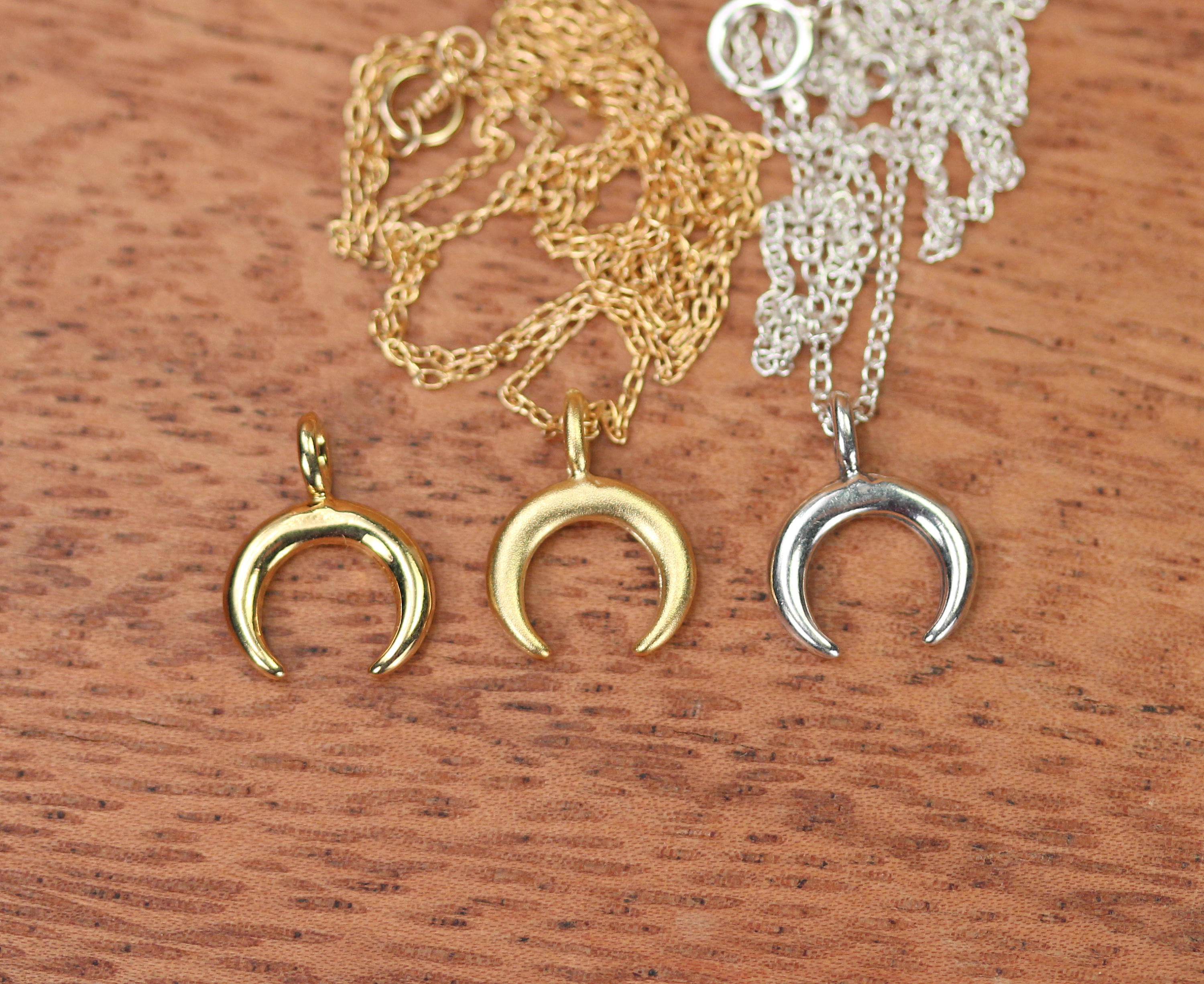 Mini crescent necklace, silver half moon necklace, sterling silver ...