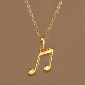 Gold Music Note Necklace - Music Note - Eighth Note Necklace - a 14k ...