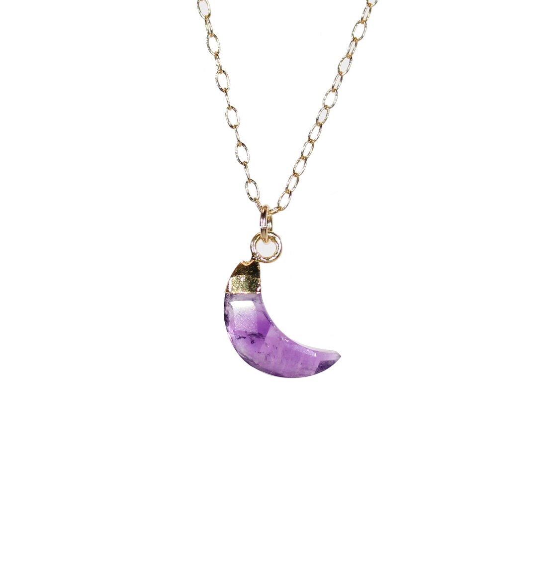 Amethyst Moon Necklace: 14k Gold Filled, February Birthstone - Etsy