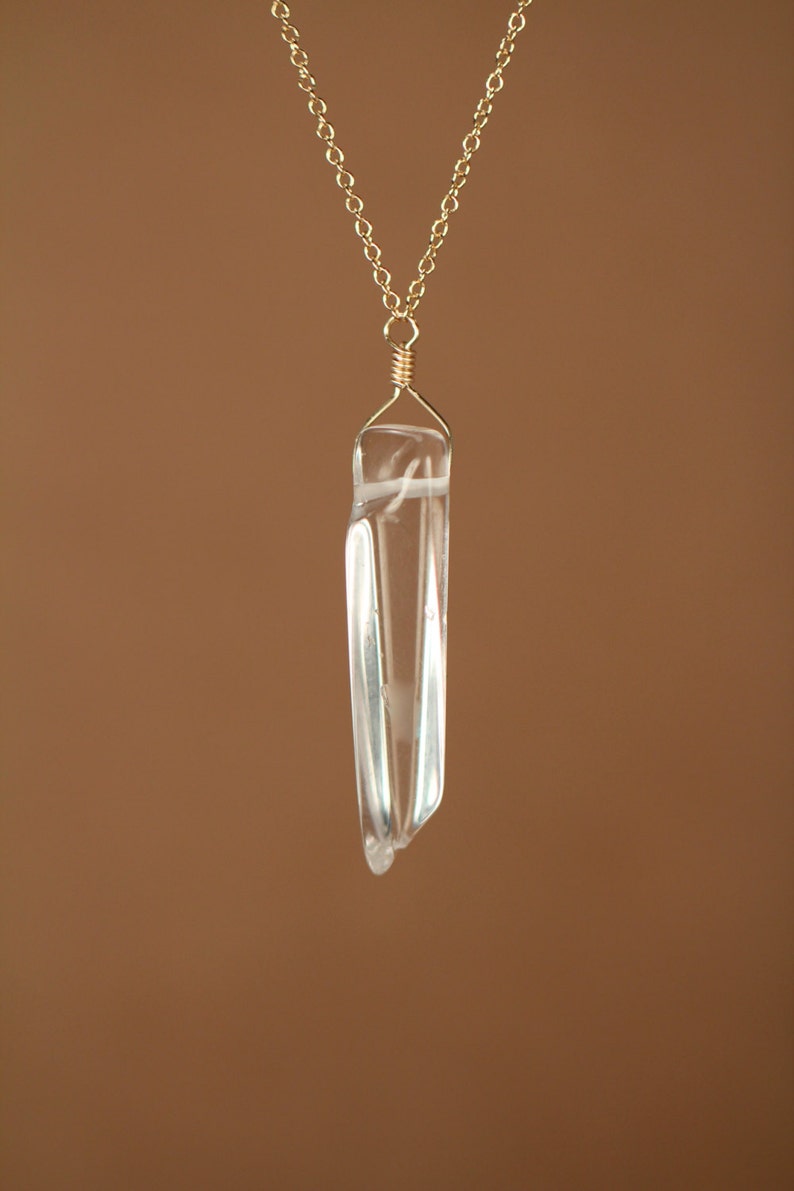 Quartz Crystal Necklace Crystal Necklace a Long Quartz | Etsy
