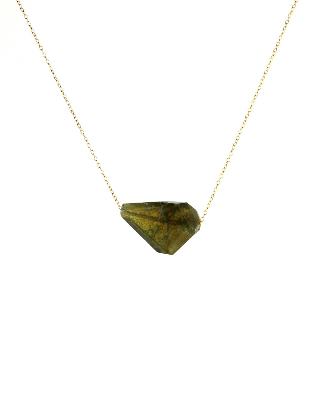Crystal Necklace, Vesuvianite Necklace, Geometric Stone, Green Gemstone ...