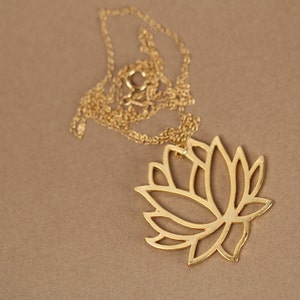 Lotus Necklace, Gold Lotus Flower Necklace, Blooming Flower Jewelry ...