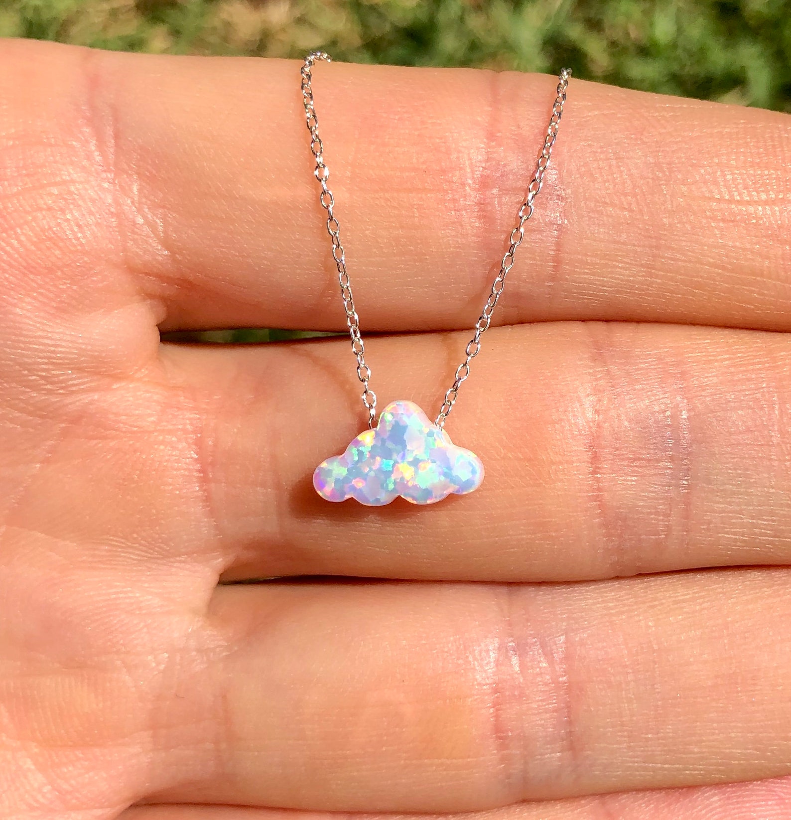 Cloud Necklace in Silver Opal Necklace Opal Cloud Jewelry - Etsy
