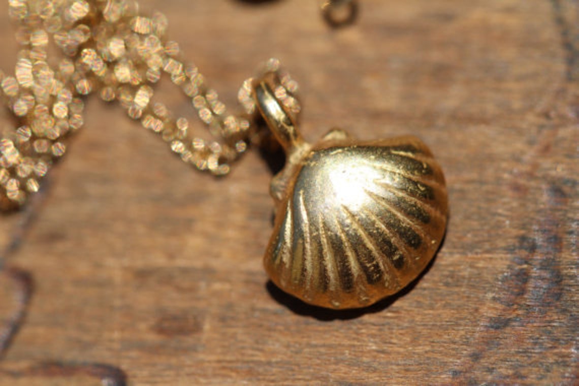 Seashell Necklace in Gold, Beachy Necklace, Silver Sea Shell Pendant ...