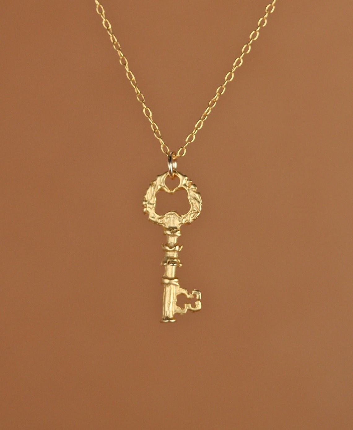 Key necklace gold necklace necklace tiny gold key bff | Etsy