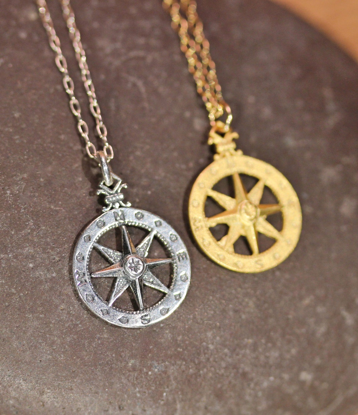Compass Necklace in Sterling Silver, Wanderlust Necklace, True North ...