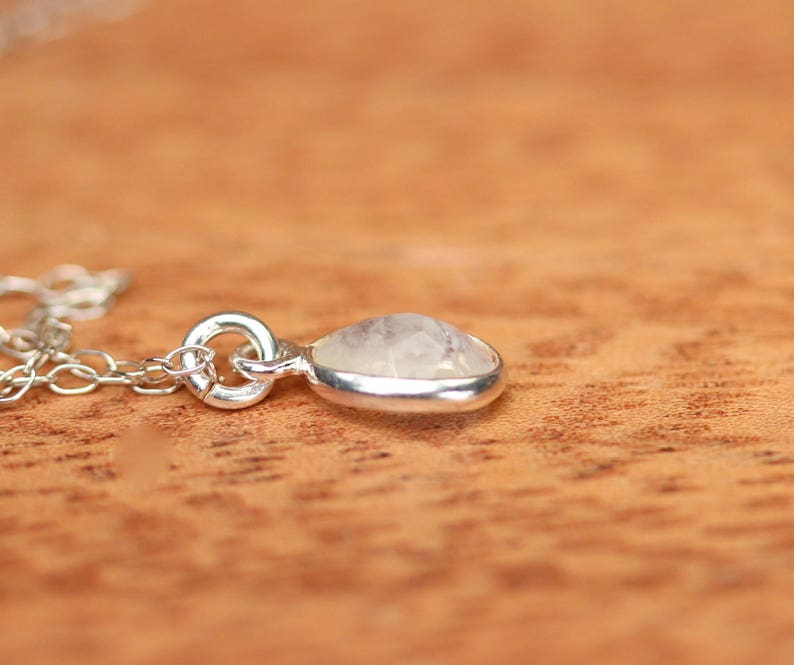 Silver Moonstone Necklace Tiny Moonstone Crystal Necklace - Etsy