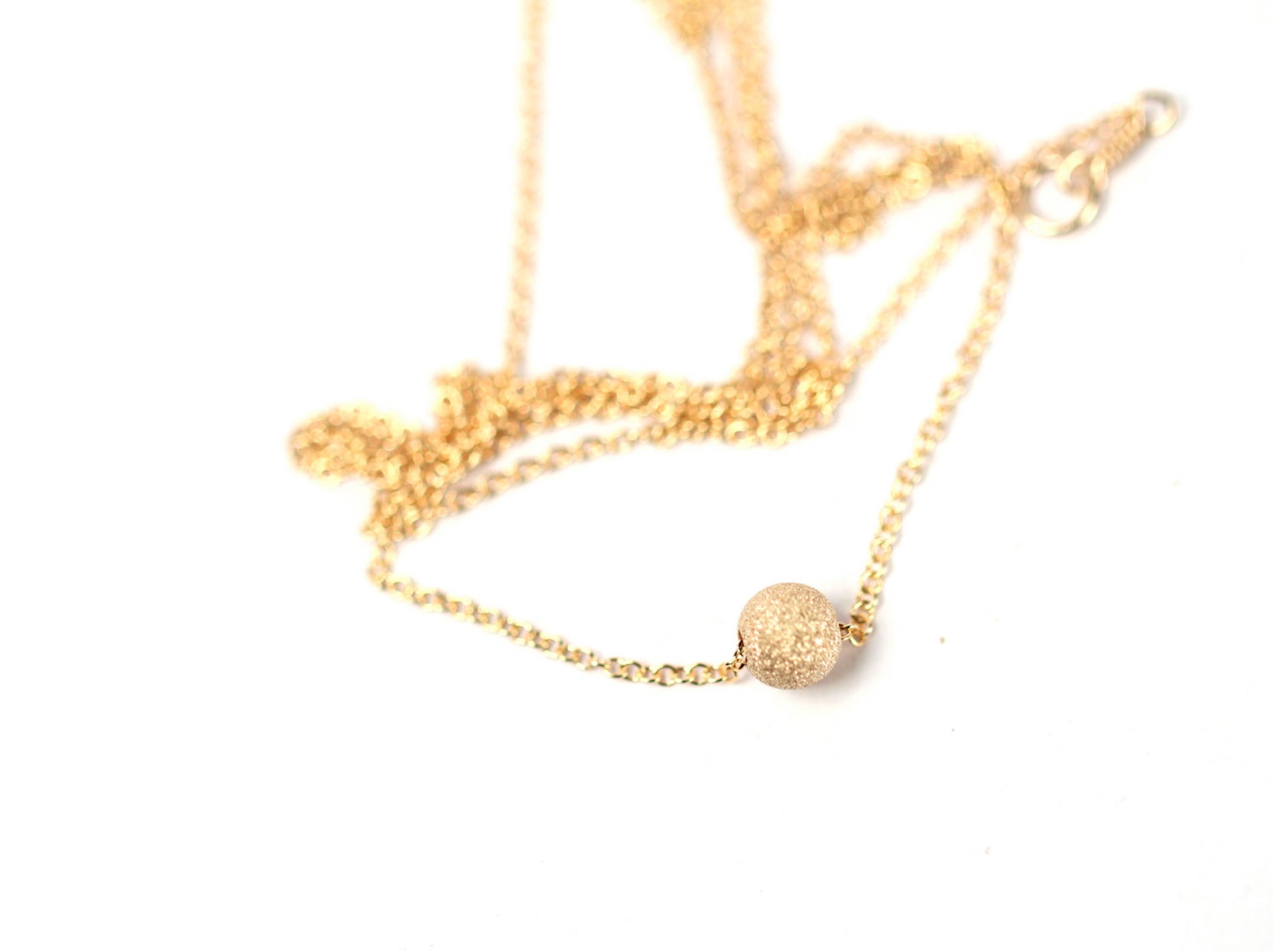 Tiny Gold Bead Necklace Tiny Gold Ball Necklace Delicate | Etsy