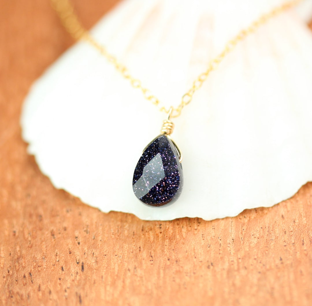 Goldstone Necklace: Midnight Blue Galaxy Pendant, Starry Sight ...
