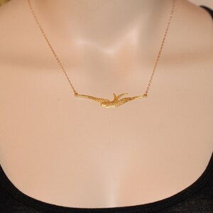 Flying Bird Necklace - Wings Necklace - Gold Bird Necklace - Sparrow ...