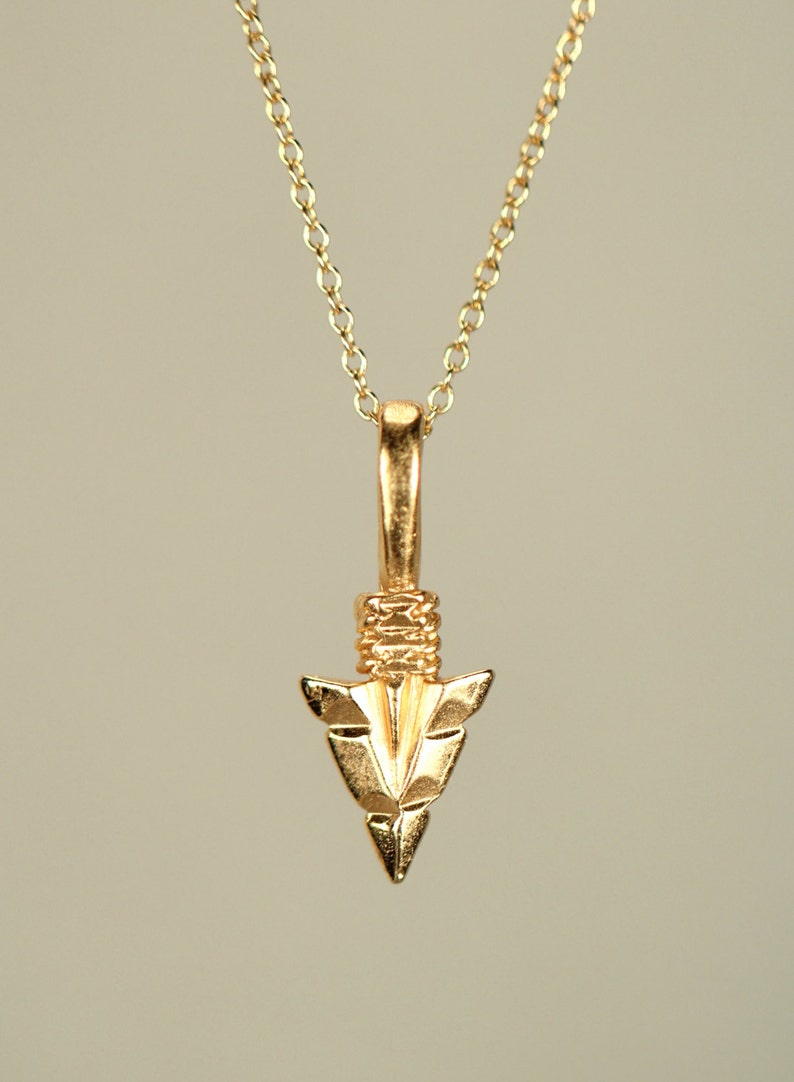 Gold Arrowhead Necklace - Arrow Head Necklace - Spike Necklace - a 14k ...