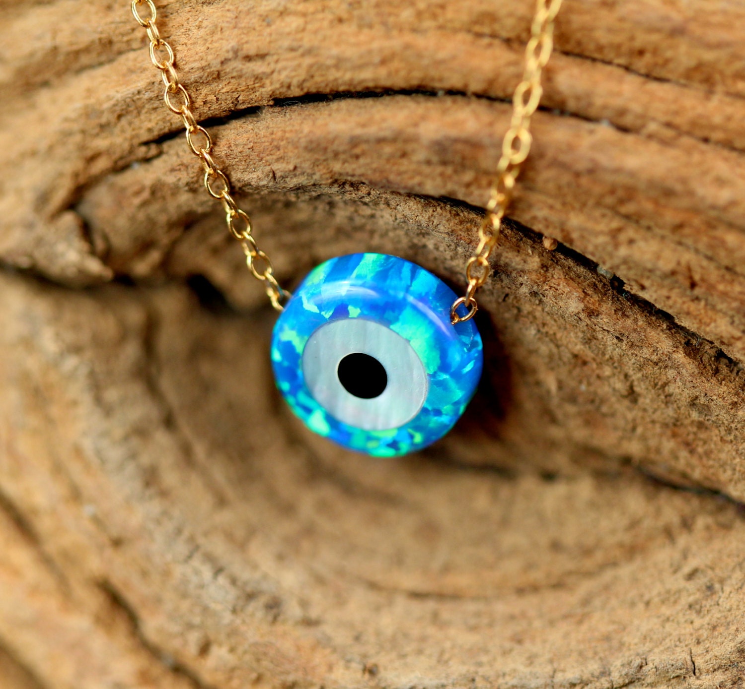 Evil Eye Necklace Talisman Necklace Opal Evil Eye Nazar Protection Amulet Necklace