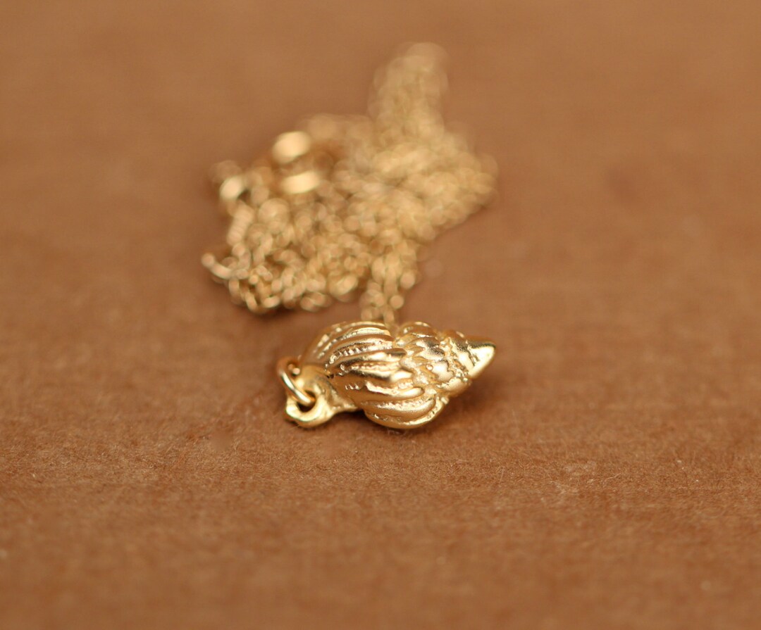 Conch Shell Necklace - Gold Shell Necklace - Beach Necklace - a 14k ...