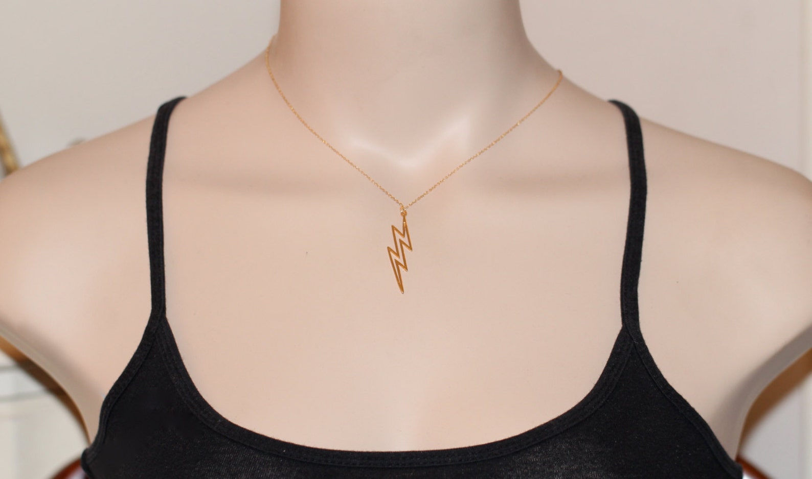 Lightning Bolt Necklace: Thunder Strike Pendant, 14k Gold Filled Chain ...