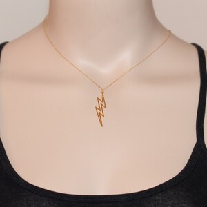 Lightning Bolt Necklace, Gold Thunder Bolt Pendant, Layering Necklace ...