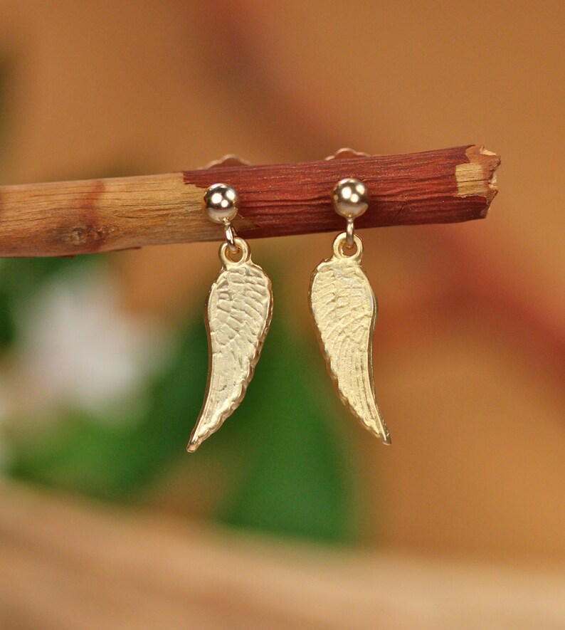Gold Wing Earrings Tiny Wing Earrings Gold Fairy Wings - Etsy