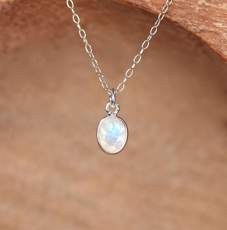 Silver Moonstone Necklace Tiny Moonstone Crystal Necklace - Etsy