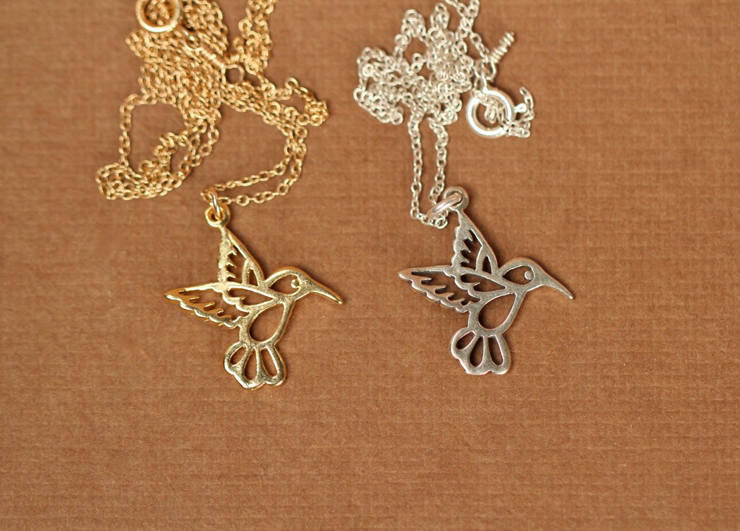 Humming bird necklace - gold hummingbird necklace - silver Humming bird necklace - gold hummingbird necklace - silver
