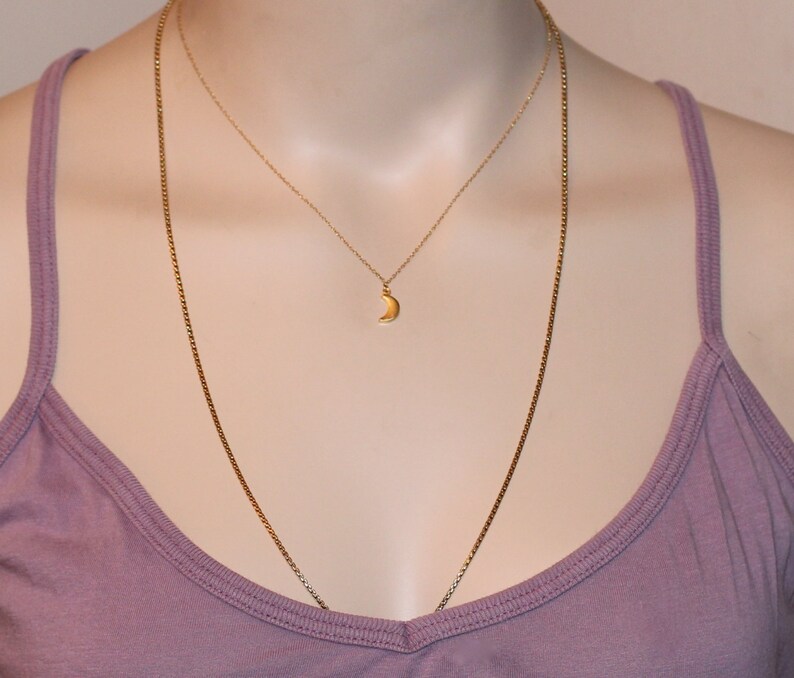 Moon Necklace Tiny Moon Necklace Gold Moon Crescent Moon - Etsy