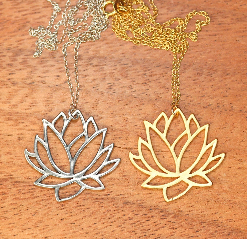 Silver Lotus Necklace Sterling Silver Lotus Jewelry - Etsy