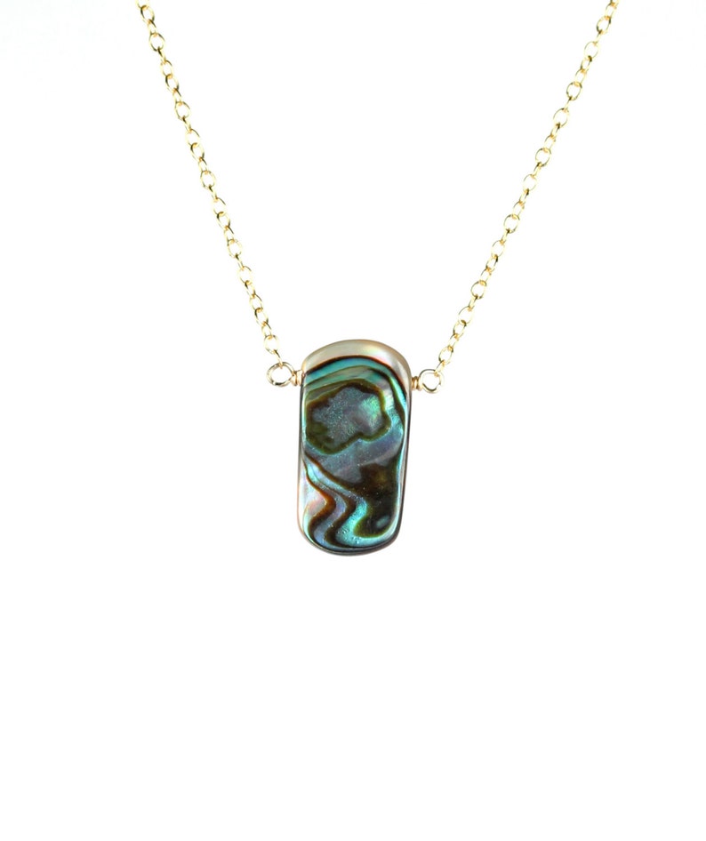 Abalone Necklace: Rainbow Sea Shell Rectangle Pendant - Etsy
