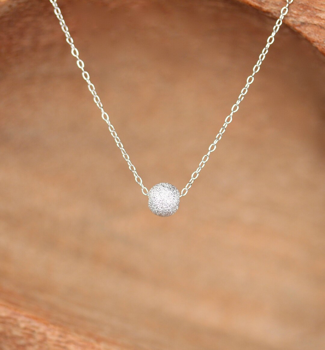 Tiny Silver Bead Necklace - Tiny Silver Ball Necklace - Delicate Silver ...