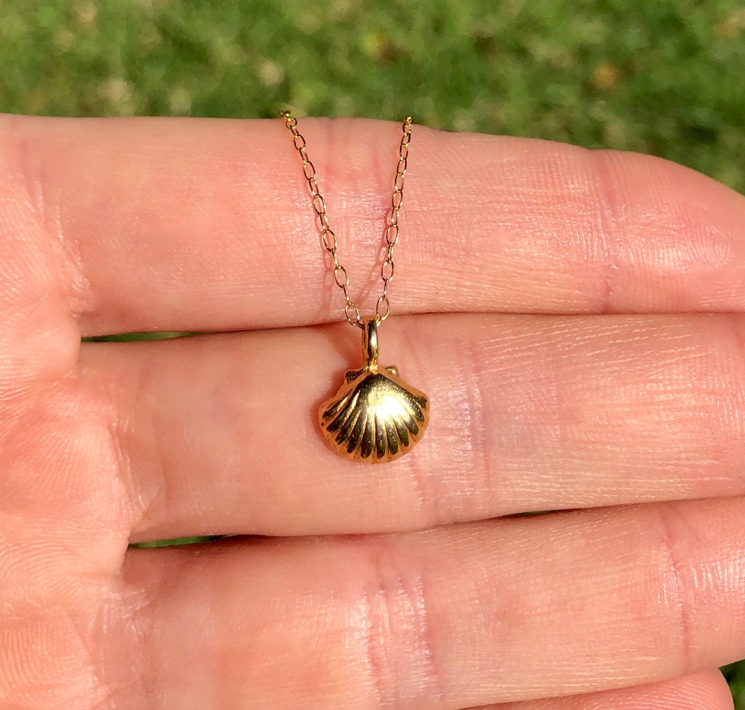 Seashell Necklace in Gold, Beachy Necklace, Silver Sea Shell Pendant ...