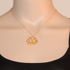 Lotus Necklace, Gold Lotus Flower Necklace, Blooming Flower Jewelry ...