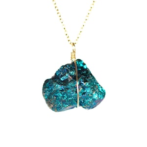 Peacock Ore Necklace, Chalcopyrite Necklace, Rainbow Rock Necklace, a ...