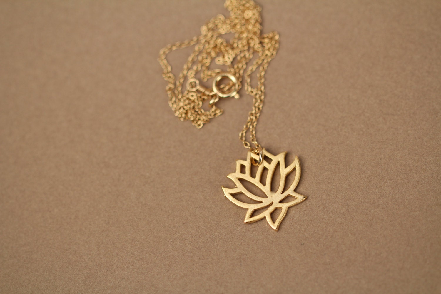 Lotus necklace, gold lotus flower, yoga necklace, blooming flower ...