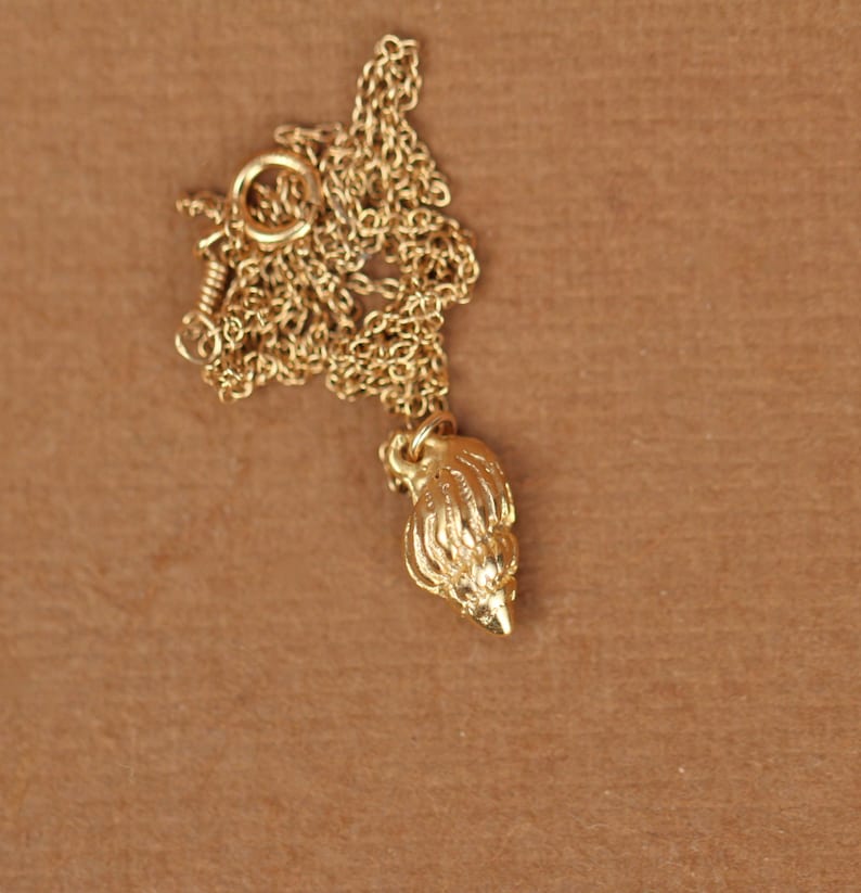 Conch Shell Necklace, Gold Shell Necklace, Beach Necklace, Spiral Shell ...