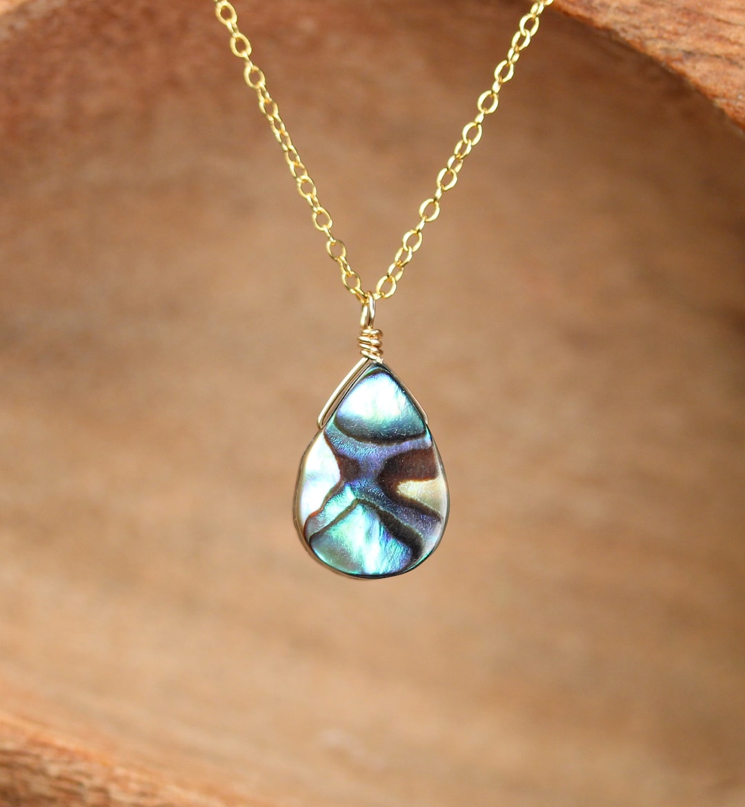 Abalone Necklace - Shell Necklace - Teardrop - Everyday - a Wire ...