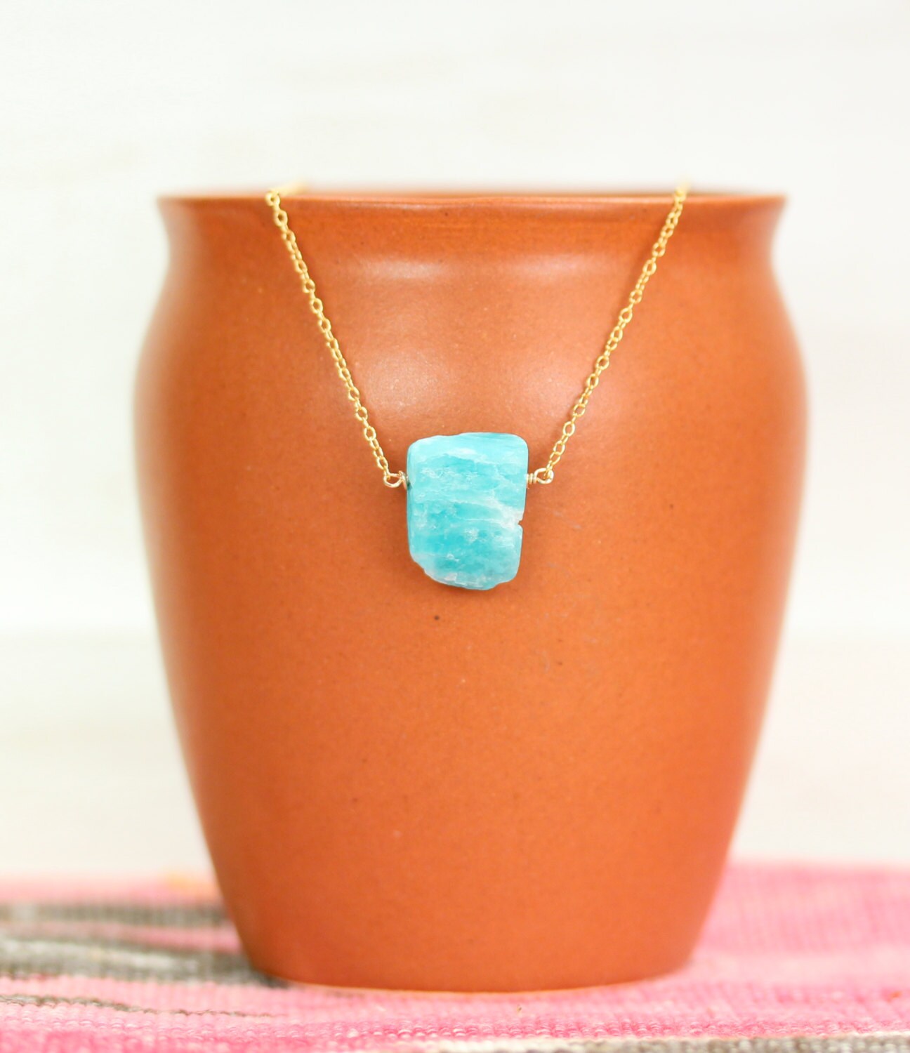 Amazonite necklace - green mineral necklace - green stone necklace ...