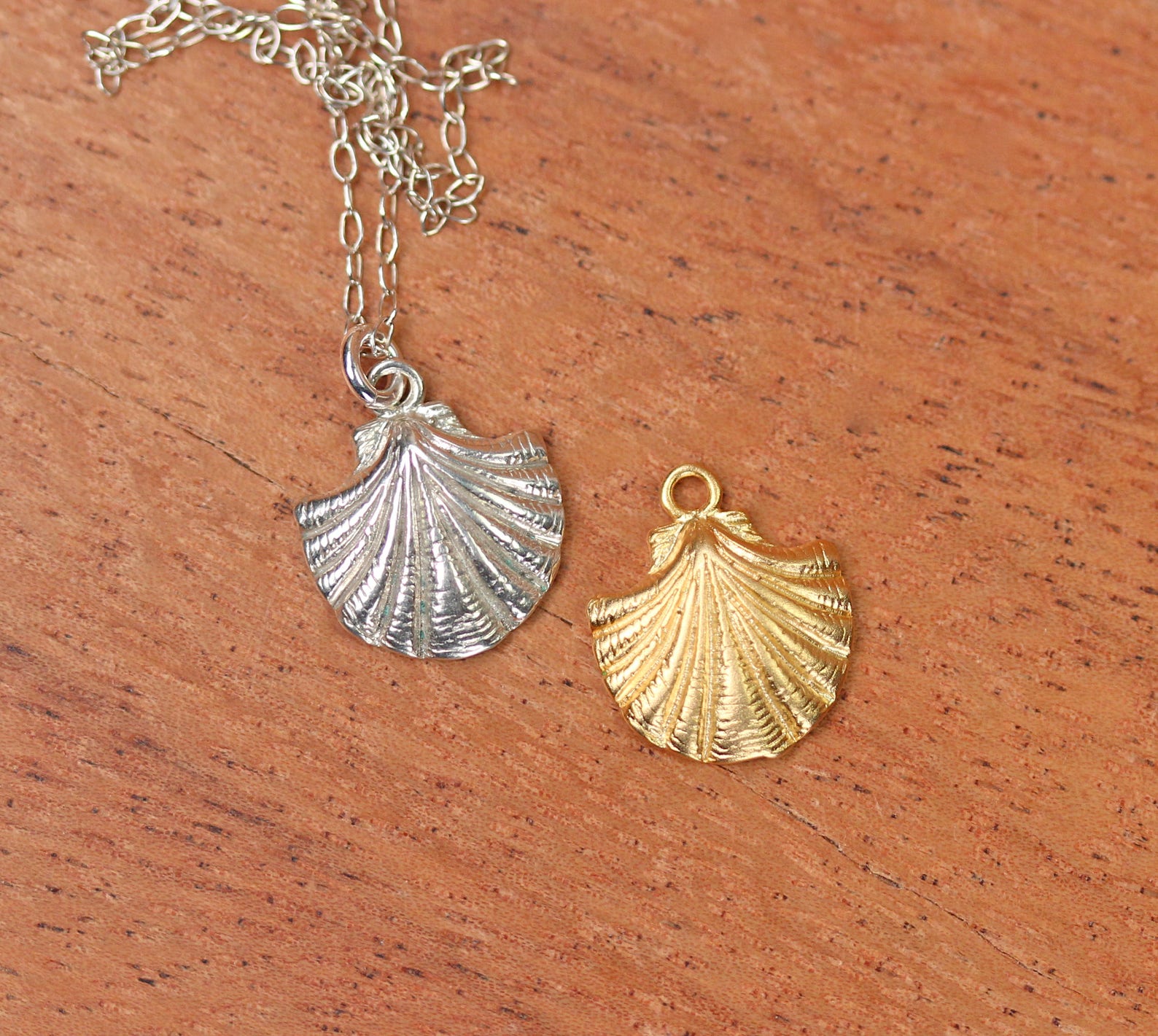 Gold Shell Necklace, Scallop Necklace, Silver Sea Shell Necklace, Beach ...
