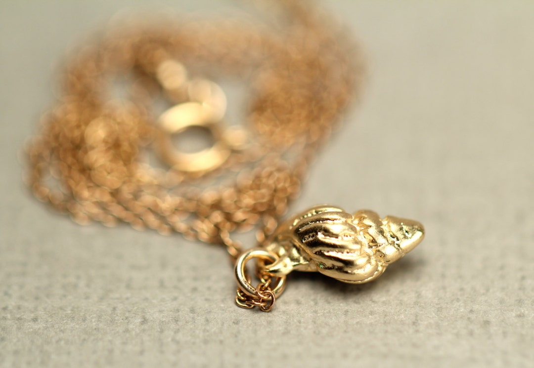 Conch Shell Necklace, Gold Shell Necklace, Beach Necklace, Spiral Shell ...