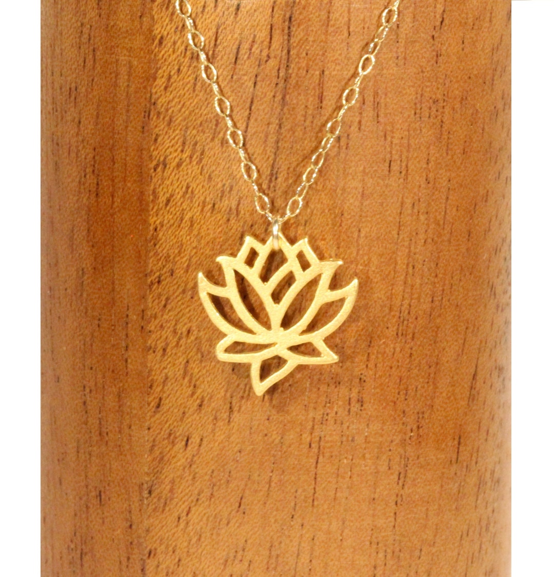 Lotus Necklace, Gold Lotus Flower, Yoga Necklace, Blooming Flower ...