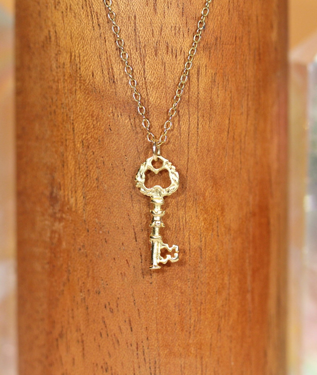 Key Necklace, Gold Necklace Necklace, Tiny Gold Skeleton Key, Best ...