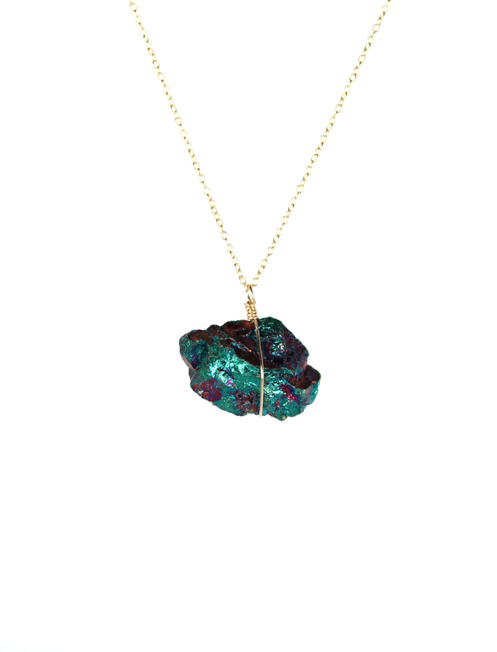 Peacock Ore Necklace, Chalcopyrite Necklace, Rainbow Rock Necklace ...