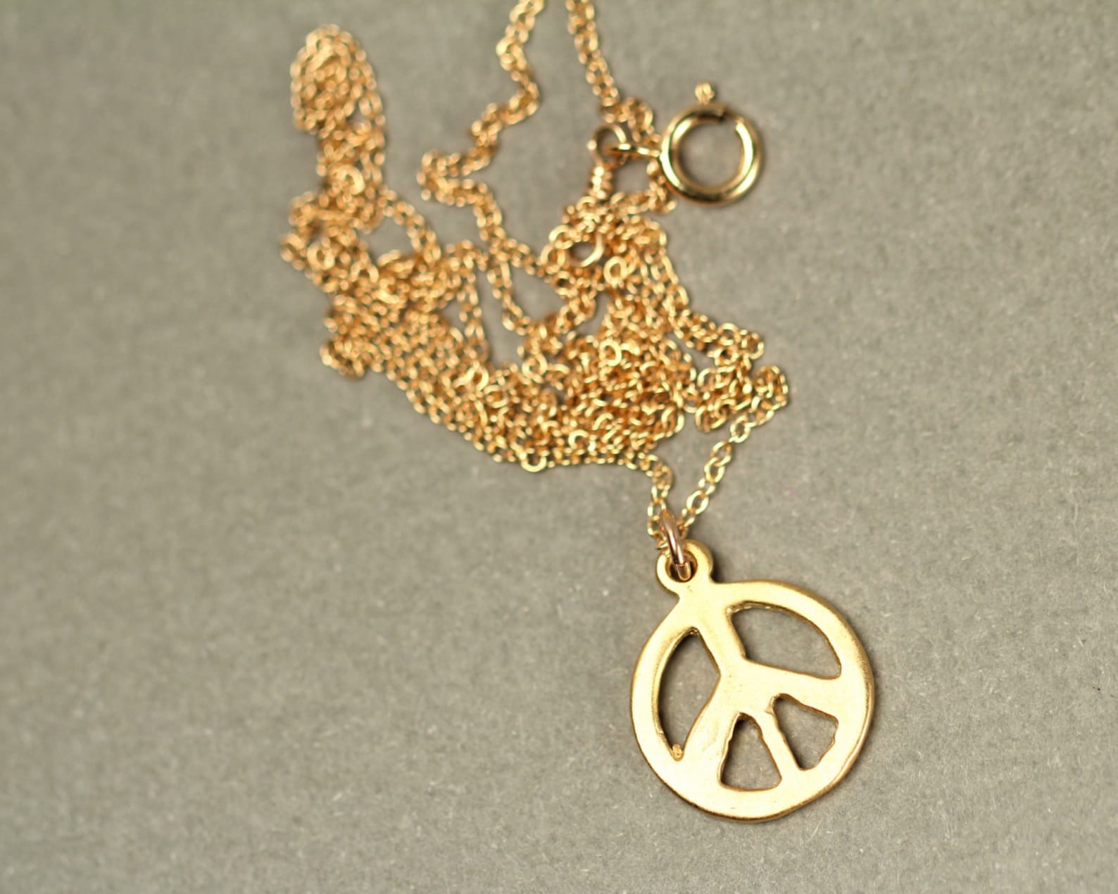 Gold Peace Sign Necklace - Peace Necklace - Delicate and Dainty - a 14k ...