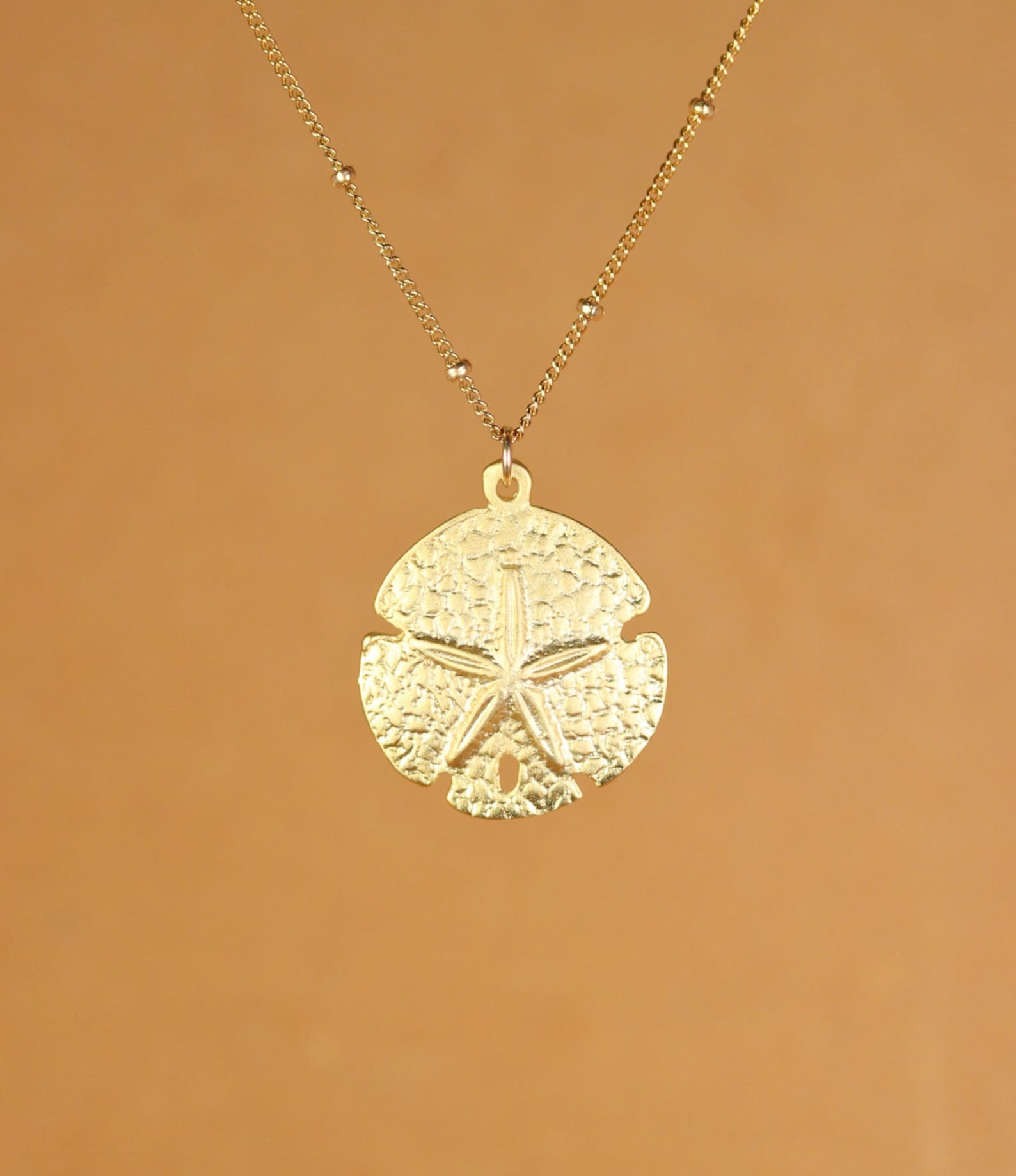 Sand Dollar Necklace, Gold Sea Star Pendant, Star Fish Surfer Jewelry ...