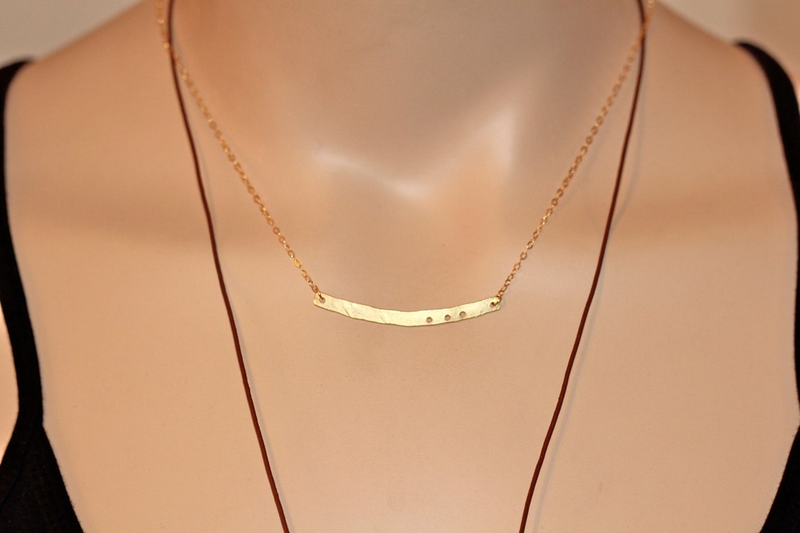 Gold bar necklace bar necklace simple minimalist a 22k | Etsy