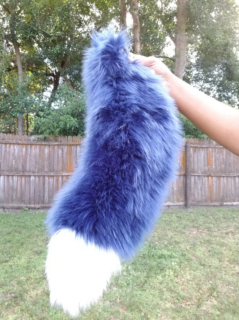 Blue Fox Tail plush furry fursuit cosplay Halloween costume | Etsy