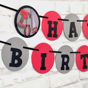Tool Birthday Banner (red), Handyman Birthday, Bob the Builder Birthday ...