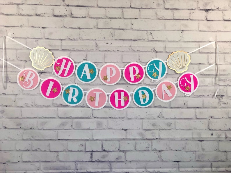 Mermaid Birthday Banner seashell Under the Sea Birthday - Etsy