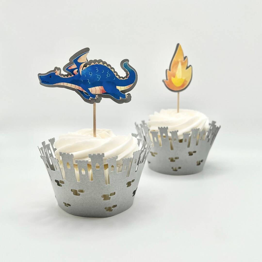 Dragon Birthday | Dragon Cupcake Toppers | Blue Dragon | Dragon Party ...