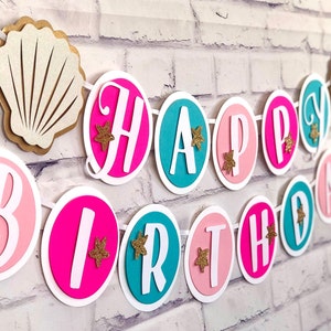 Mermaid Birthday Banner seashell Under the Sea Birthday | Etsy