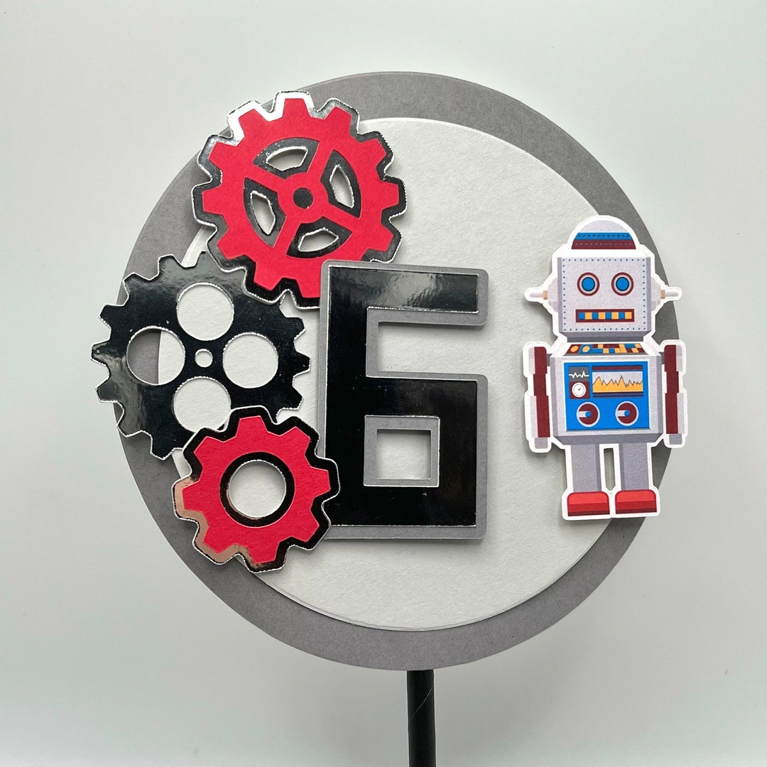Robot Birthday Cake | Robot Birthday Party | Robot Cake Topper | Robot ...