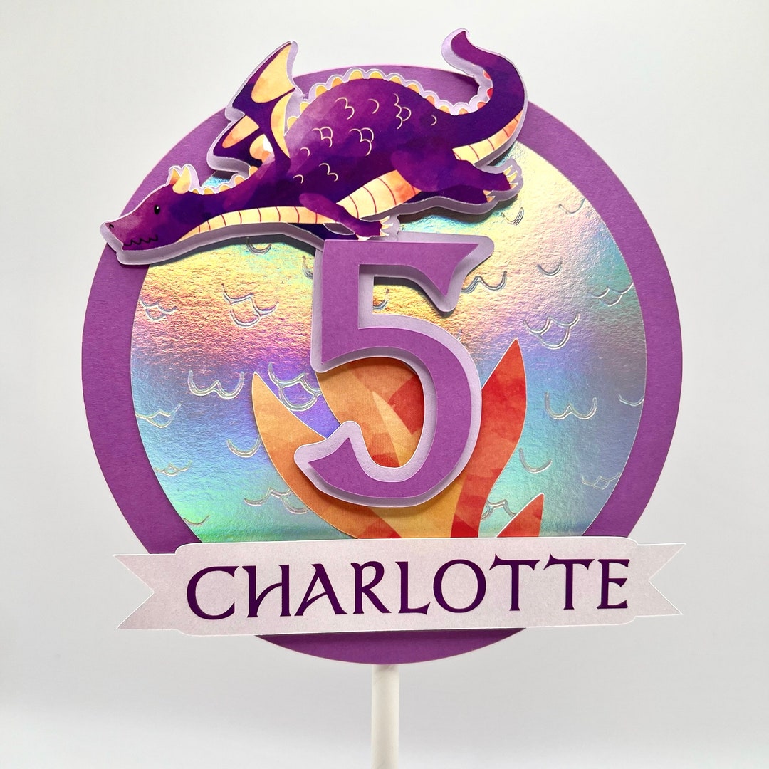 Dragon Cake Topper | Dragon Birthday | Purple Dragon Party | Dragon ...